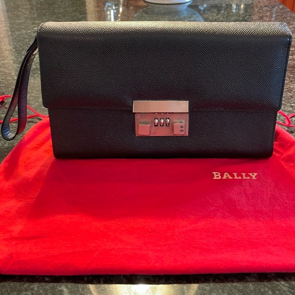 Bally | Bags | Vintage Bally Unisex Black Pebbled Leather Clutch | Poshmark